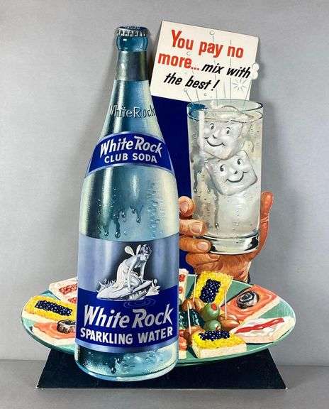Vintage White Rock Sparkling Water Cardboard Easel Advertising Sign ...