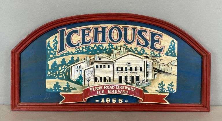 Icehouse Beer Wood Advertising Sign - Matthew Bullock Auctioneers