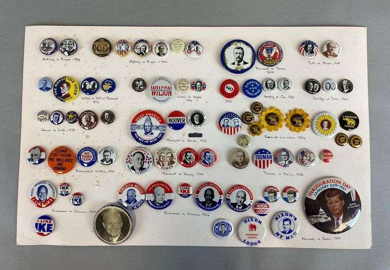 Group of Reproduction Presidential and Political Pins - Matthew Bullock ...