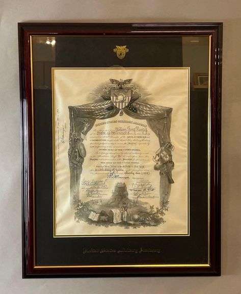 USMA 1932 West Point Degree Certificate - Matthew Bullock Auctioneers