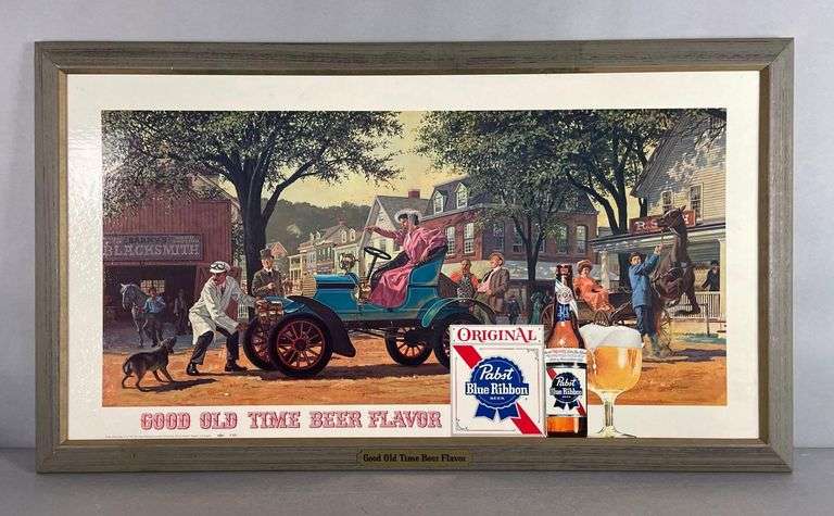 Pabst Blue Ribbon Beer Antique Car Cardboard Advertising Sign - Matthew ...