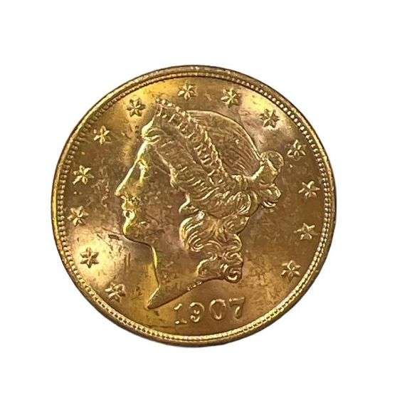 1907 US $20 Gold Liberty - Matthew Bullock Auctioneers