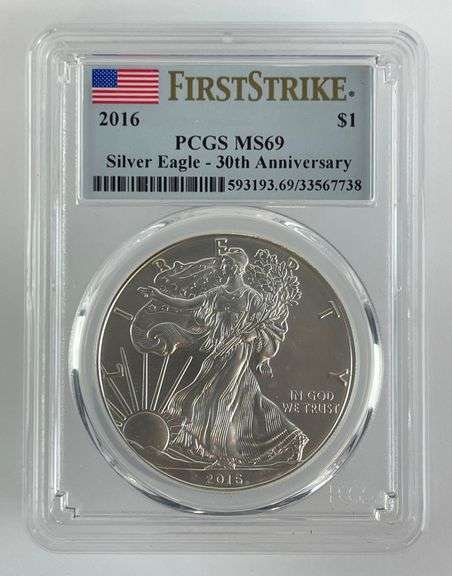 2016 US Mint Silver Eagle PCGS MS69 First Strike 30th Anniversary - Matthew Bullock Auctioneers