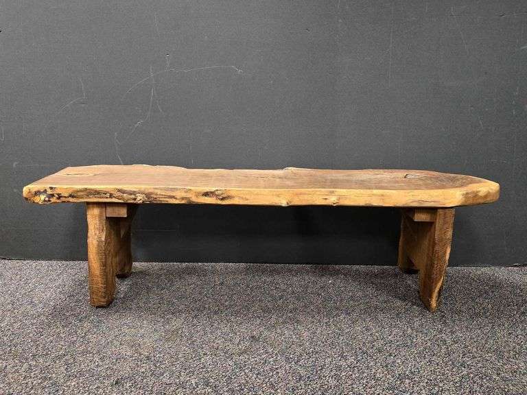 Handmade Wood Slab Bench - Matthew Bullock Auctioneers