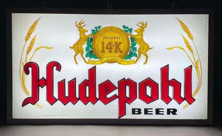 Hudepohl Process 14K Light Up Advertising Beer Sign - Matthew Bullock ...