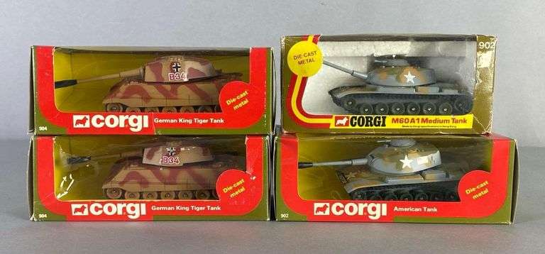 Group of 4 Corgi Die-Cast Military Tanks - Matthew Bullock Auctioneers