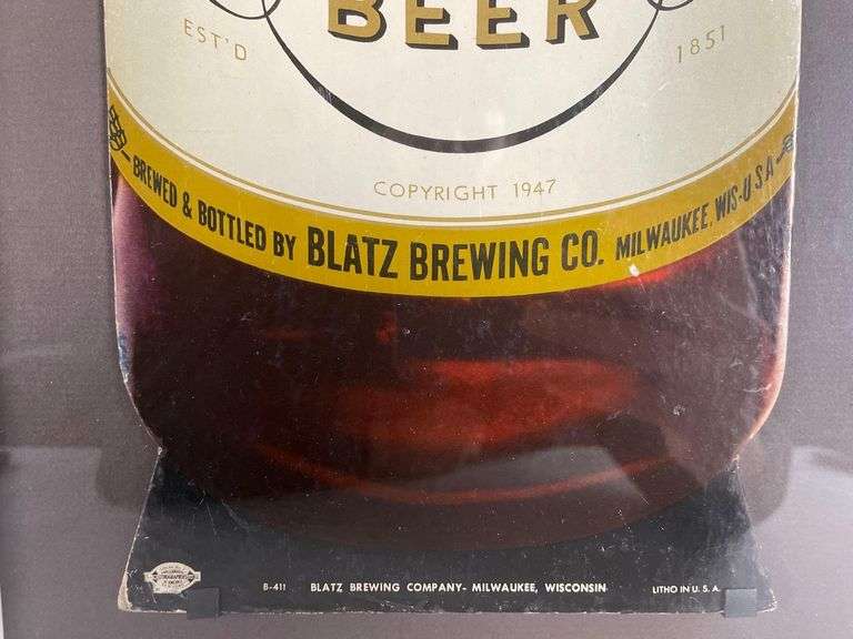 1947 Blatz Pilsener Beer Bottle Cardboard Advertising Sign - Matthew ...