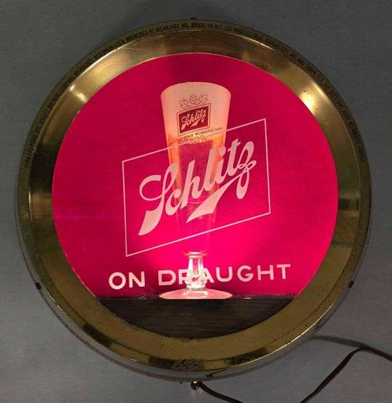 Vintage 1960s Schlitz On Draught Beer Barrel Light Up Advertising Sign ...