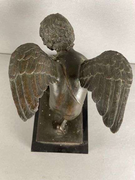 Bronze Winged Male Angel Statue with Marble Base - Matthew Bullock ...