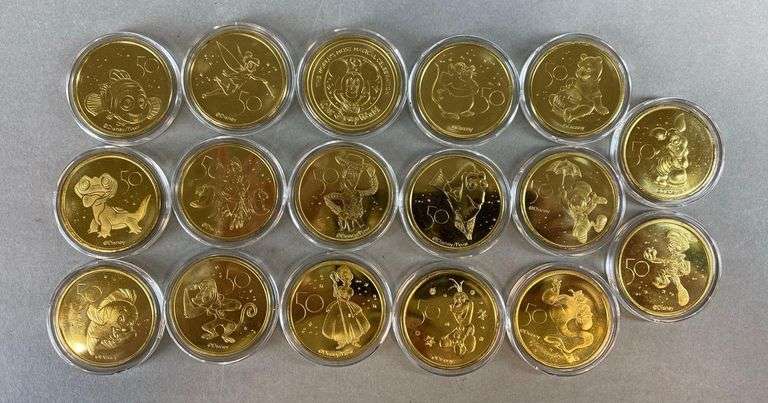 Group of Disney 50th Anniversary Tokens - Matthew Bullock Auctioneers