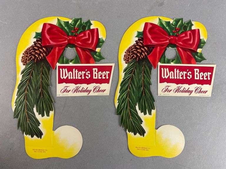 Group of 2 Walters Beer for Holiday Cheer Paper Advertising Signs ...