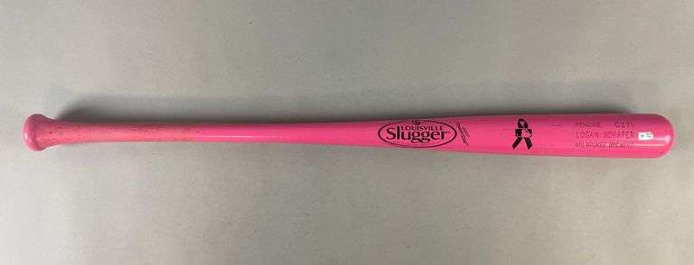 2013 Logan Schafer Game Used Pink Breast Cancer Awareness Bat - Matthew ...