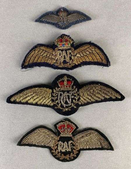 Group of 4 WW2 Britain RAF Pilot Wing Bullion Patches - Matthew Bullock ...