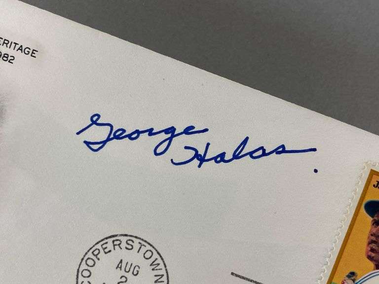 George Halas Signed 1982 Honoring Jackie Robinson Envelope First Day of ...