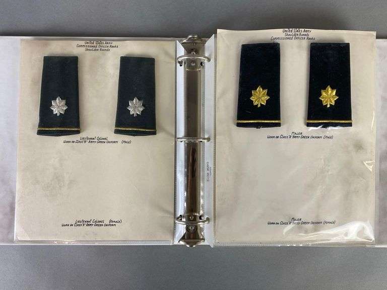 Binder of US Army Commissioned Officer Ranks Shoulder Boards - Matthew ...
