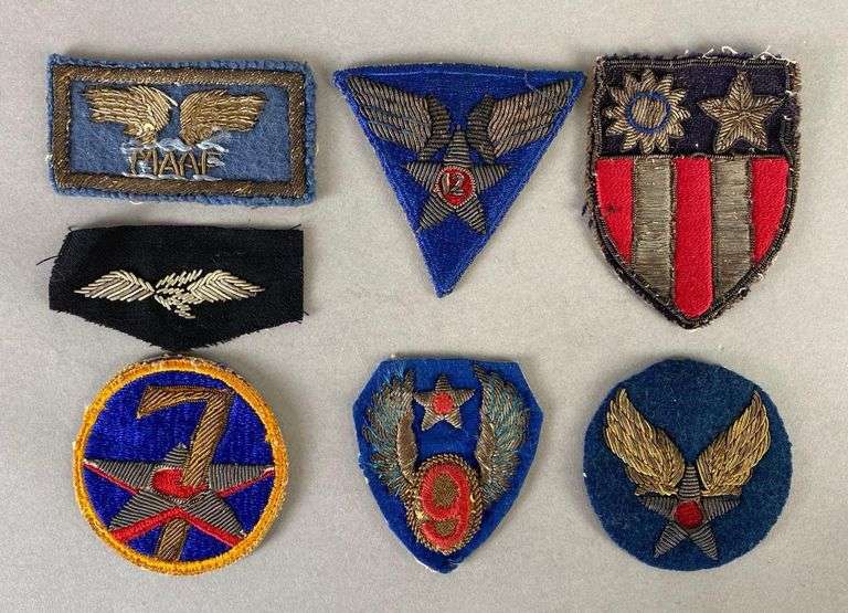 Group of 7 WW2 US Military Bullion Patches - Matthew Bullock Auctioneers
