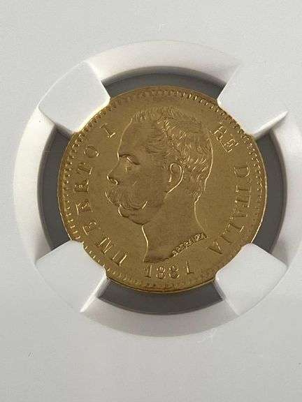 NCG Graded 1881-R 20 Lira Italy Umberto I Gold Coin MS63 - Matthew ...