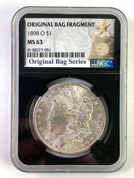Original Bag Fragment 1898-O NGC Graded MS 63 US Morgan Silver Dollar - Matthew Bullock Auctioneers