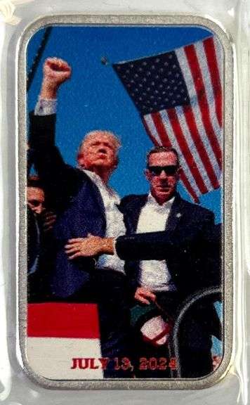 Donald Trump"Fight Color July 13th Assassination .999 Fine Silver Bar ...