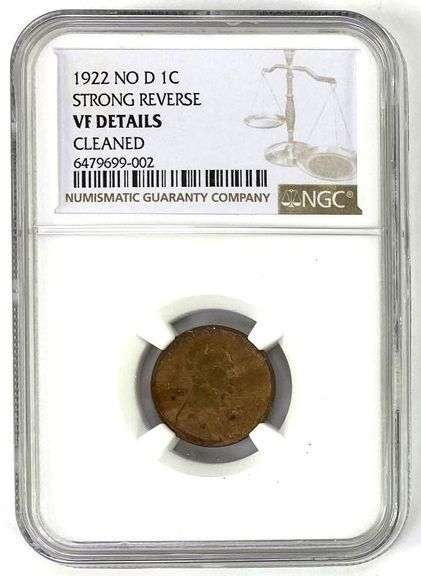1922 NO D Lincoln Wheat Cent Strong Reverse Cleaned (NGC) VF Details - Matthew Bullock Auctioneers