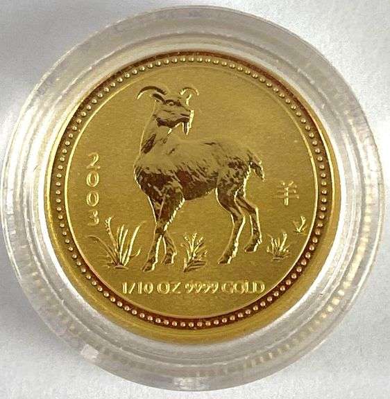 2003 $15 Elizabeth II Australia Year of the Ram 1/10 oz .9999 Gold Coin ...