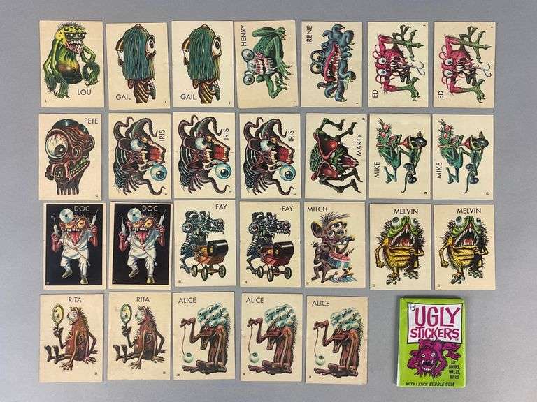 26 -1965 Topps Ugly Mosters Stickers + 1973 Topps Ugly Stickers Pack ...