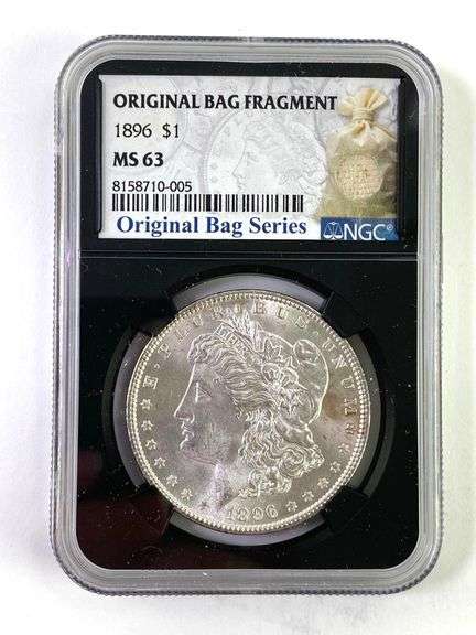 Original Bag Fragment 1896 NGC Graded MS 63 US Morgan Silver Dollar - Matthew Bullock Auctioneers