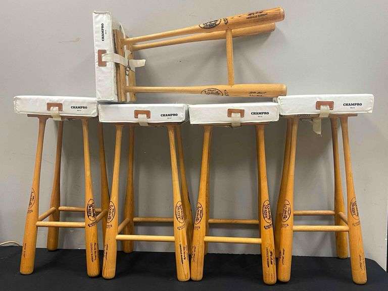 5 - Louisville Slugger Baseball Bat and Base Bar Stools - Matthew ...