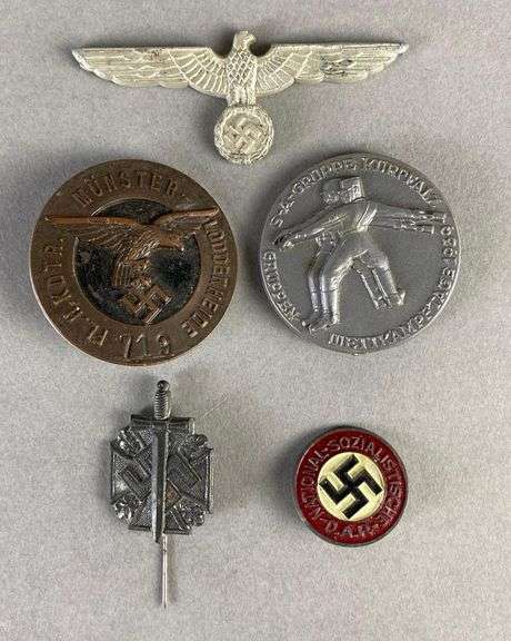Group of 5 WW2 Era German Pins and More - Matthew Bullock Auctioneers