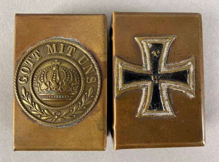 Group of 2 WW1 German Brass Matchbox Holders - Matthew Bullock Auctioneers