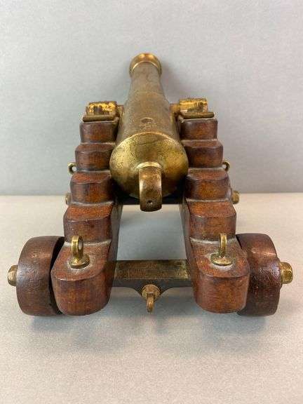 Original Ships Brass Signal Cannon with Wood Base - Matthew Bullock ...