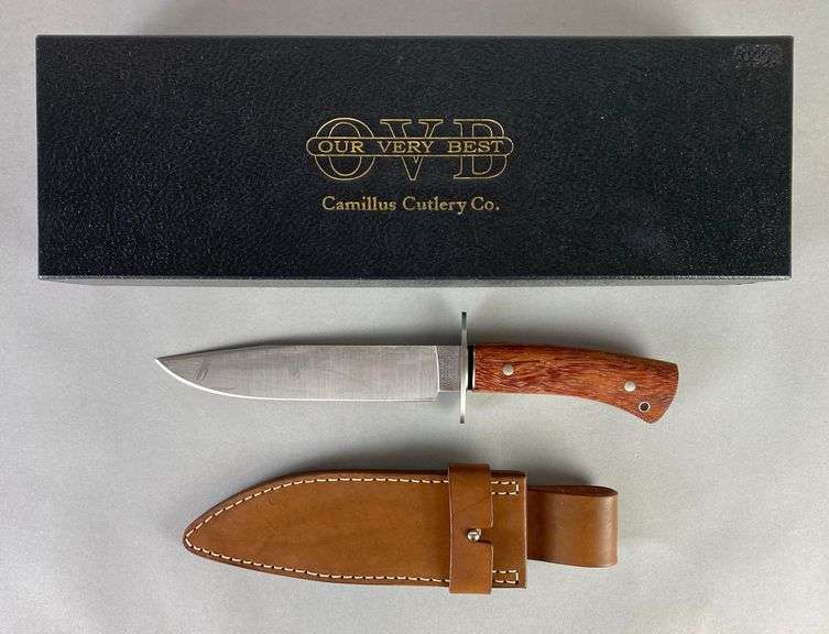Limited Edition OVB Camillus Maple Handled Fisk Bowie Knife with Sheath ...