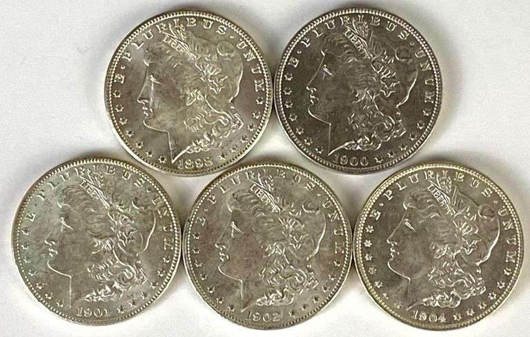 Group of (5) US Morgan Silver Dollars - Matthew Bullock Auctioneers