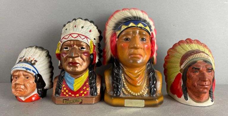 Group of Native American Chief Bust Banks - Matthew Bullock Auctioneers