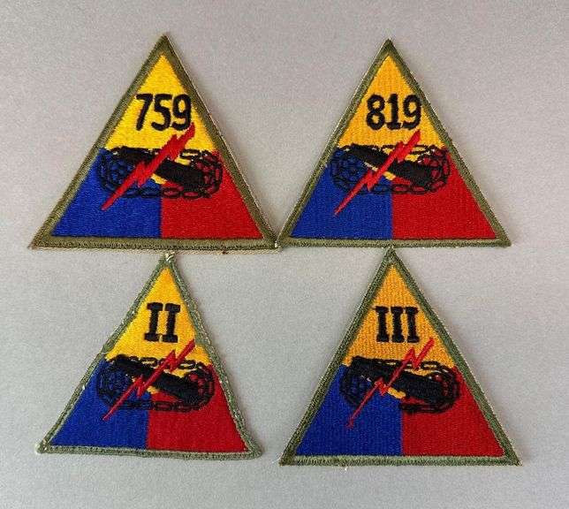 Group of 4 US Army Armor Patches - Matthew Bullock Auctioneers