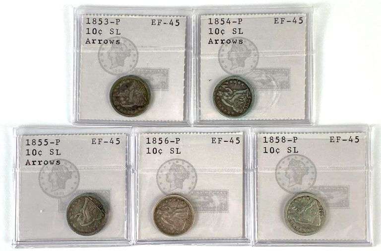 Group of (5) US Seated Liberty Dimes - Matthew Bullock Auctioneers