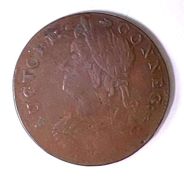 Colonial Copper 1787 1/2 Penny Connecticut Draped Bust Auctori Connec ...