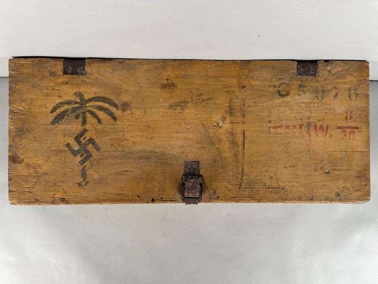 1938 WW2 German Afrikorps Wood Ammunition Box - Matthew Bullock Auctioneers