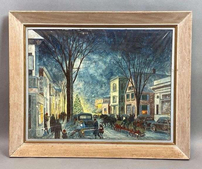 Christmas On Main Street Oil Painting on Board - Matthew Bullock ...