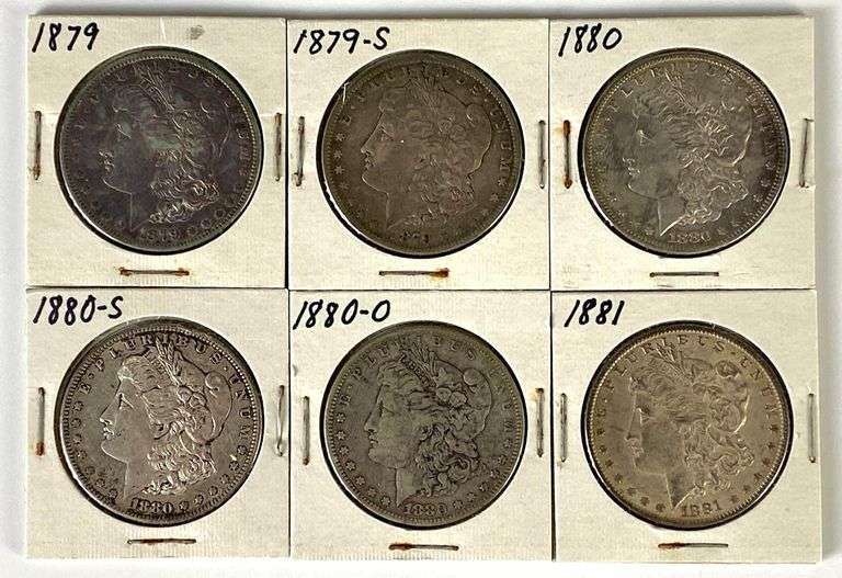 Group of (6) 1879-1881 US Morgan Silver Dollars - Matthew Bullock Auctioneers