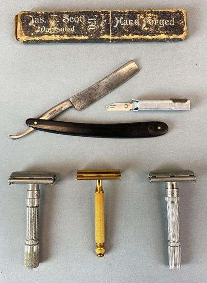Group of 3 Vintage Men Face Razors and Jaz T Scott Straight Razor and ...