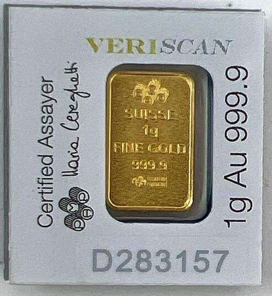 Pamp Swiss 1 gram Sealed .999 Fine Gold Bar - Matthew Bullock Auctioneers