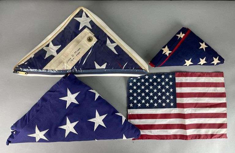 Group of 4 American Flags - Matthew Bullock Auctioneers