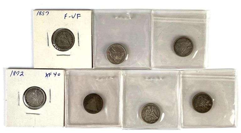 Group of (7) US Seated Liberty Dimes - Matthew Bullock Auctioneers