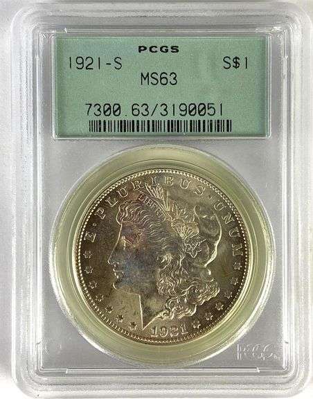 1921-S US Morgan Silver Dollar PCGS MS63 - Matthew Bullock Auctioneers