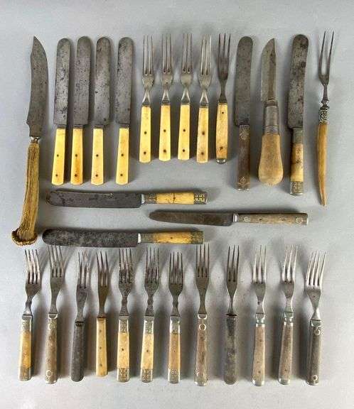 Group of Wood, Bone, and Antler Handled Flatware - Matthew Bullock Auctioneers