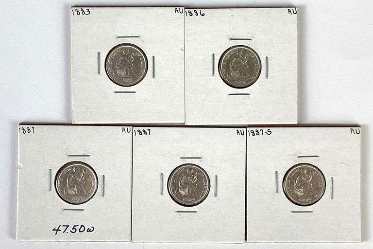 Group of (5) US Seated Liberty Dimes - Matthew Bullock Auctioneers