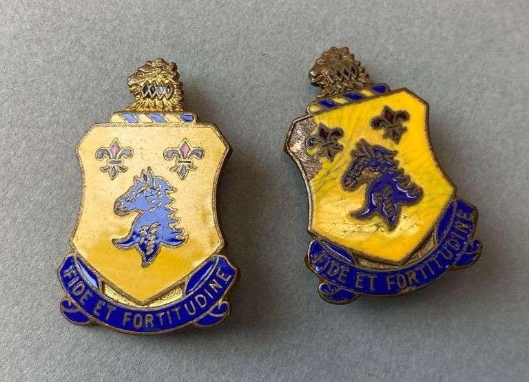 Group of 2 WW2 102nd Armor Regiment Pins - Matthew Bullock Auctioneers