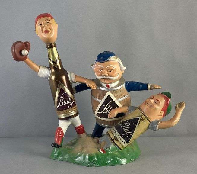 Vintage Blatz Beer Baseball Players Metal Advertising Statue - Matthew Bullock Auctioneers