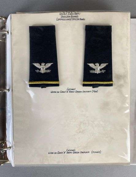 Binder of US Army Commissioned Officer Ranks Shoulder Boards - Matthew ...